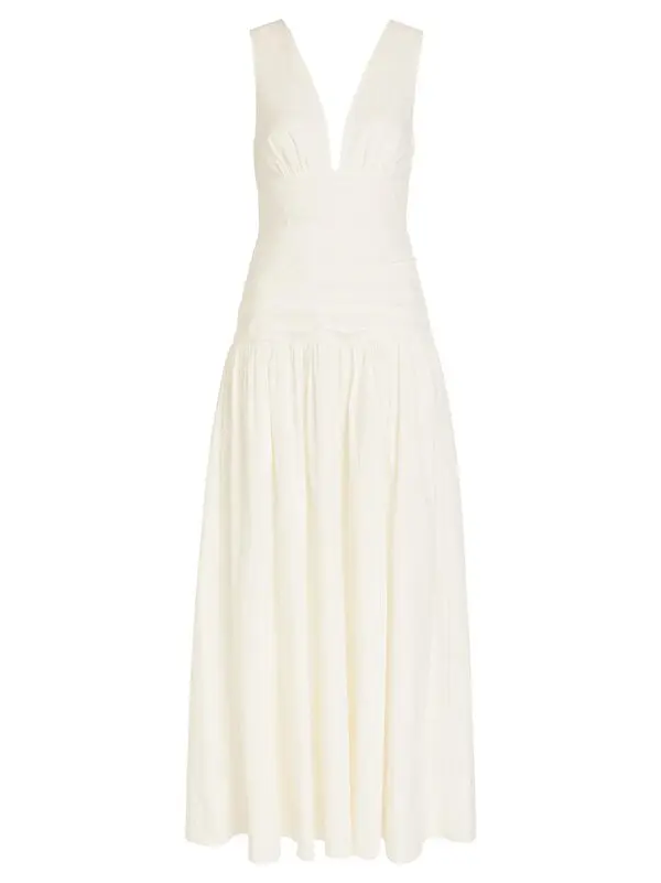 Shona Joy Campbell Gathered Cotton-blend Maxi Dress - Ivory