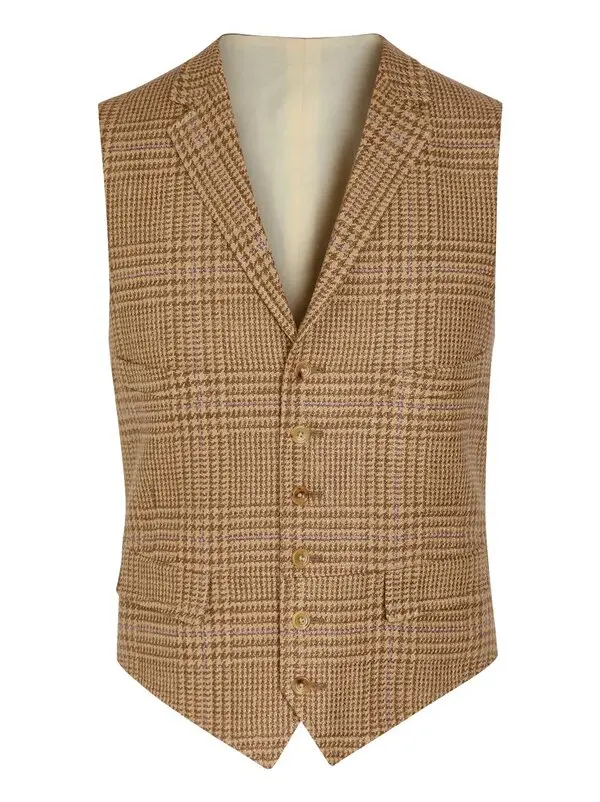 Polo Ralph Lauren Checked Linen-blend Waistcoat - Camel