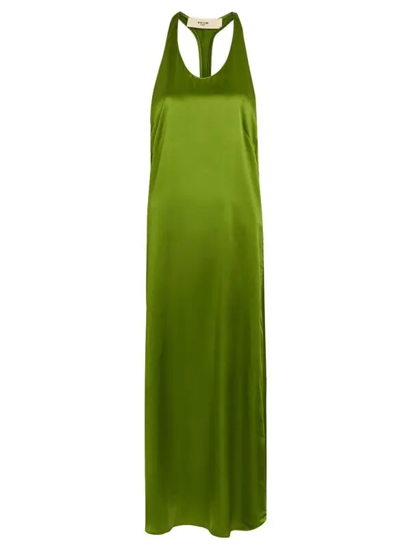 SKIIM Silk Racer-back Maxi Dress - Olive