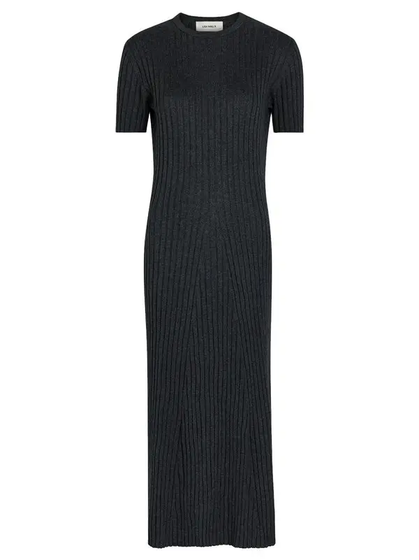 LISA YANG Isabela Ribbed Cotton And Cashmere-blend Midi Dress - Grey