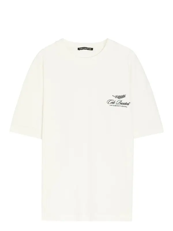 COLE BUXTON International Logo-embroidery Cotton T-shirt - White
