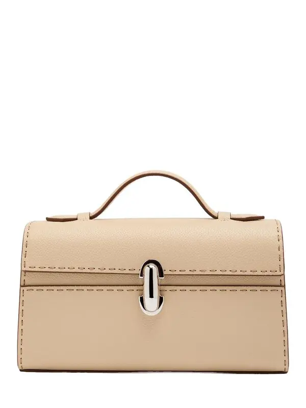 Savette Symmetry Grained Leather Pochette - Beige