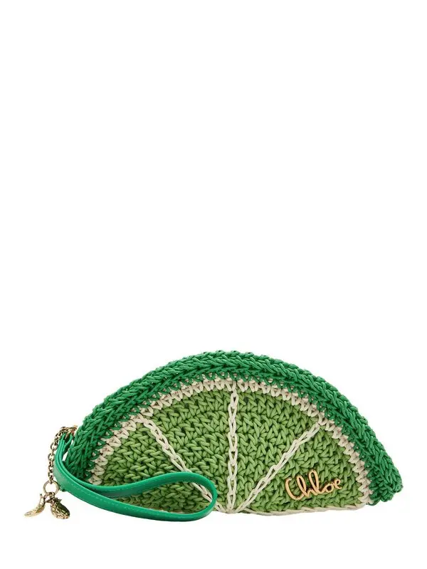 Chloé Braided Waxed Cord Clutch - Green