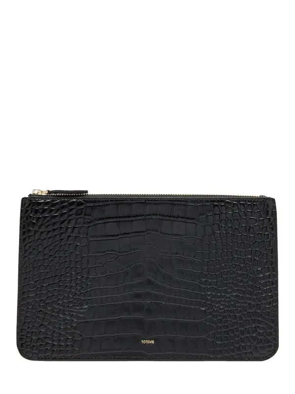 TOTEME Crocodile-embossed Leather Clutch - Black