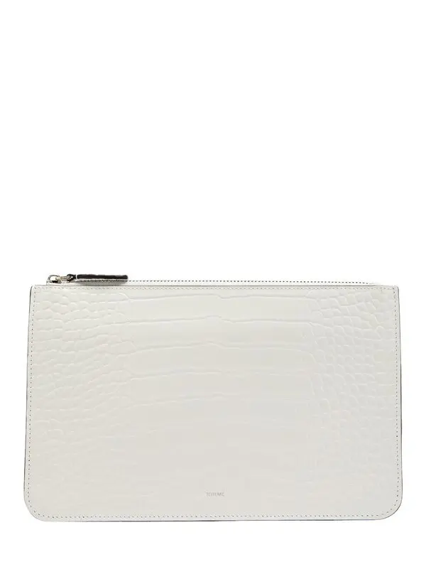 TOTEME Crocodile-embossed Leather Clutch - White