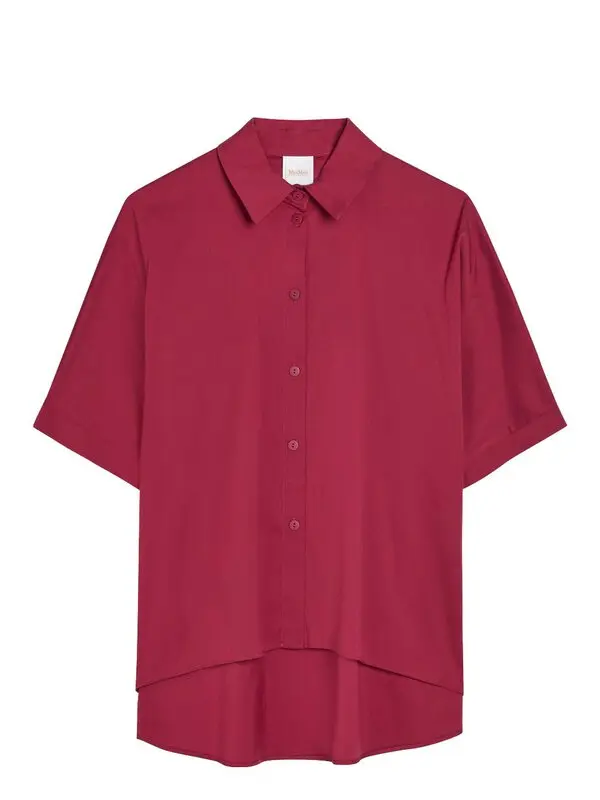 Max Mara Cropped Cotton-blend Shirt - Burgundy
