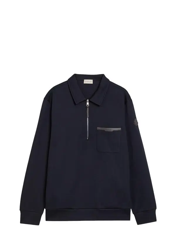 Moncler Cotton-blend Sweatshirt With Patch Pocket - Navy