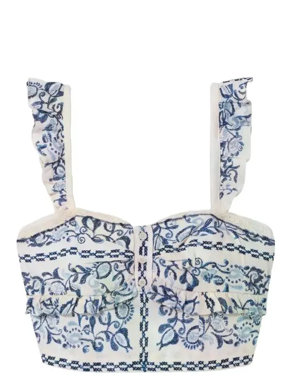 Claudie Pierlot Floral-print Ruffled Top - Neutrals