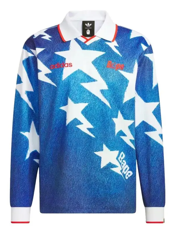 Adidas Star-print Long-sleeve T-shirt - Blue