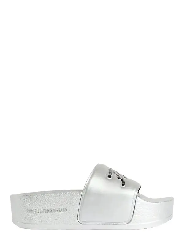 Karl Lagerfeld Kondo Maxi Logo-embossed Slides - Silver