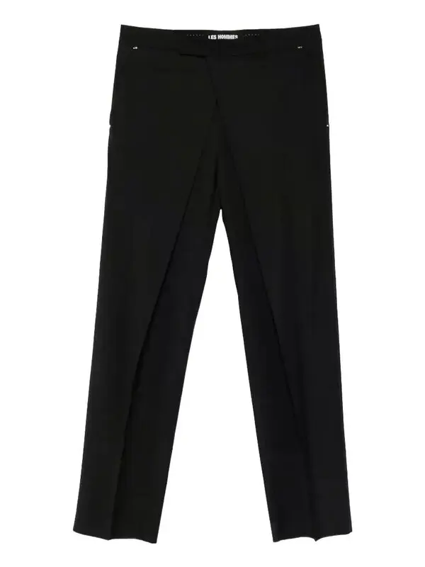LES HOMMES Wrap-front Tailored Trousers - Black