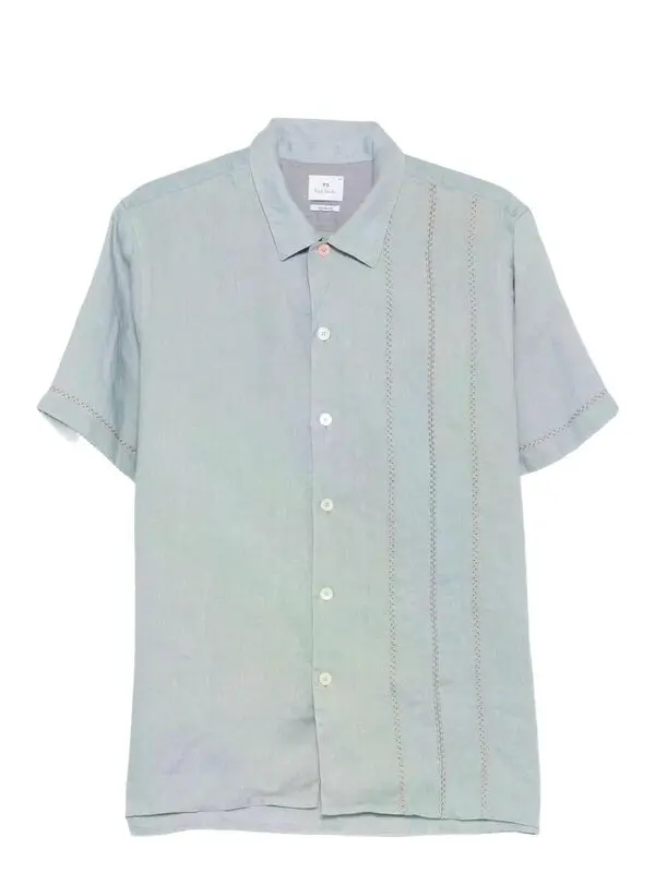 Paul Smith Embroidered-detail Short-sleeve Shirt - Blue
