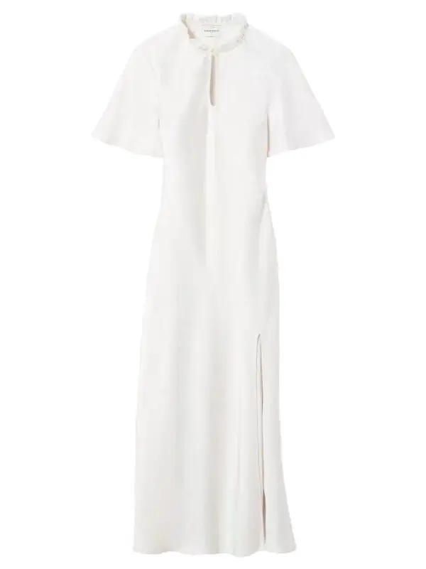 Claudie Pierlot Ruffled Keyhole Midi Dress - White
