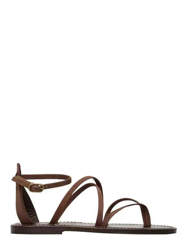 K.JACQUES Epicure Multi-strap Leather Flat Sandals - Brown
