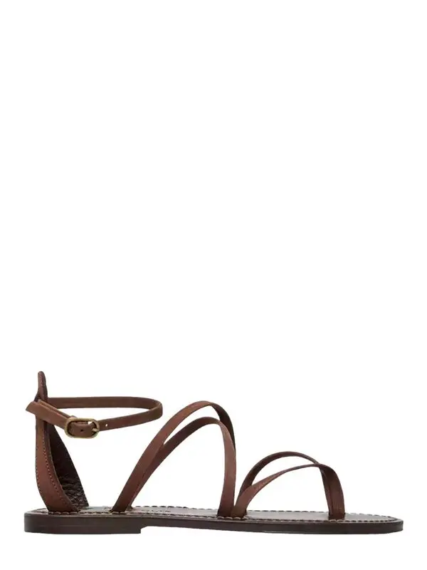 K.JACQUES Epicure Multi-strap Leather Flat Sandals - Brown