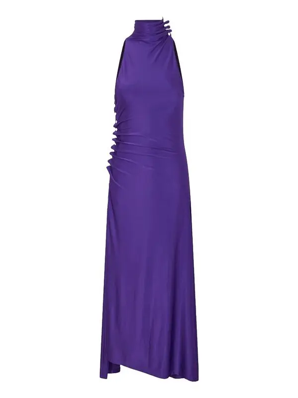 Rabanne Midi Draped Jersey Dress - Purple