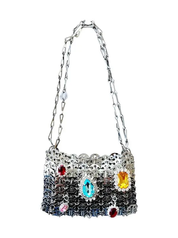 Rabanne 1969 Nano Bag With Charms - Silver