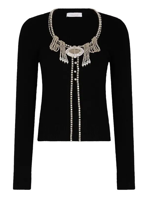 Rabanne Embroidered Knit Cardigan - Black