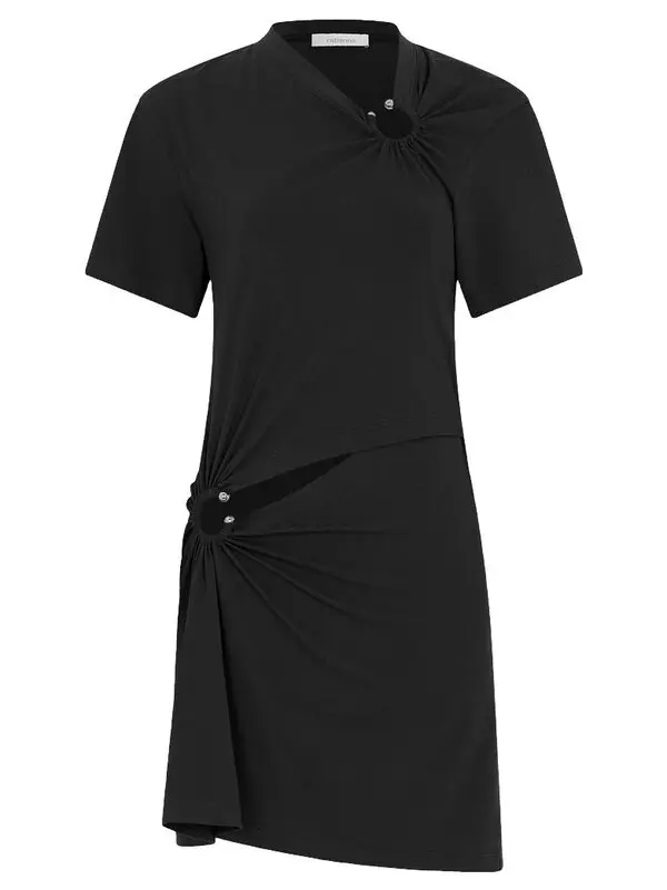 Rabanne Ring Detail Mini Dress - Black