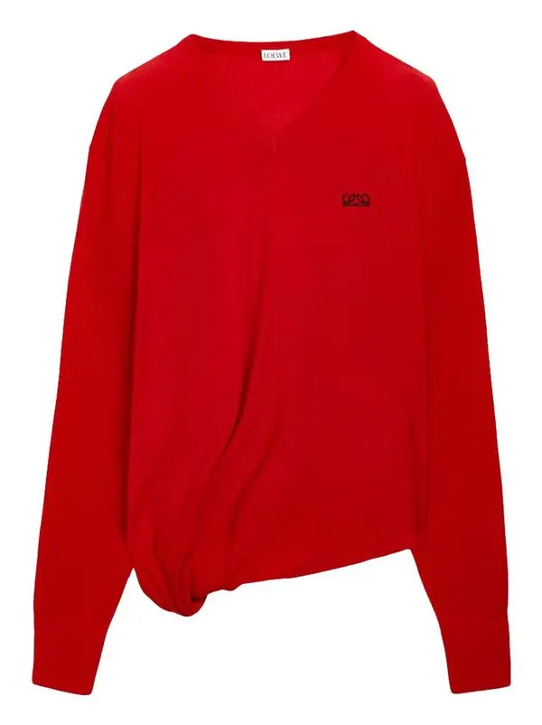 Loewe Draped Wool Sweater - Red