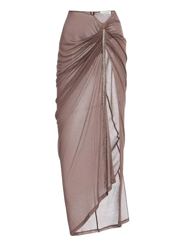 WIEDERHOEFT Draped Skirt With Crystal Applique - Brown