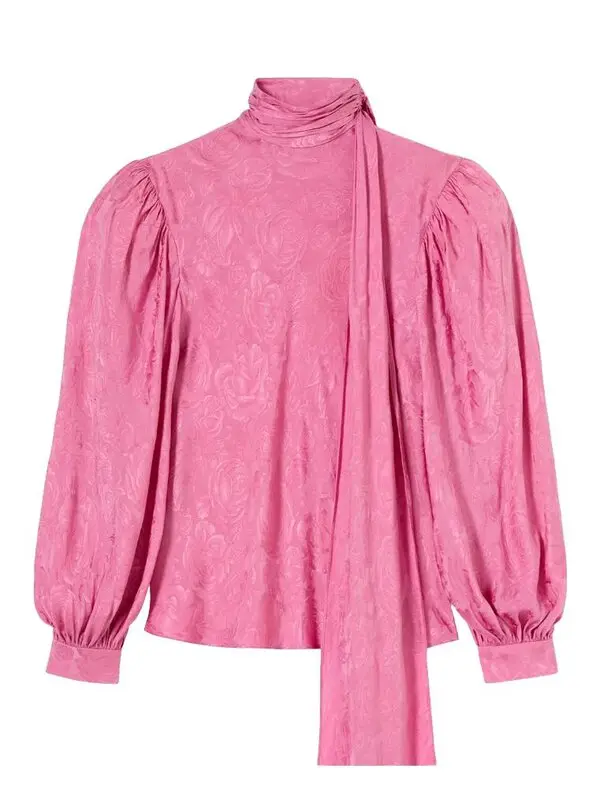 Gucci Roses Crepe Satin Blouse - Purple