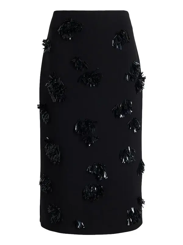 Proenza Schouler Embroidered Compact Crepe Moira Skirt - Black