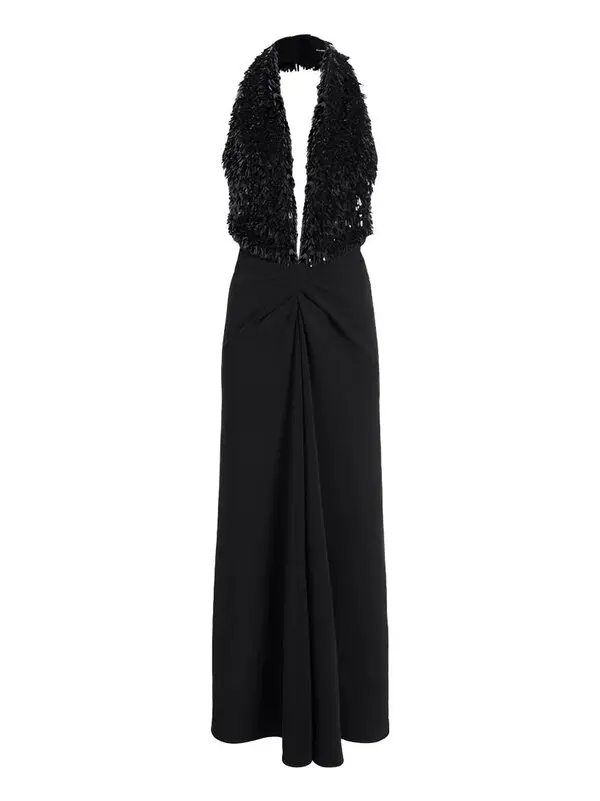 Proenza Schouler Moira Embroidered Compact Crepe Dress - Black