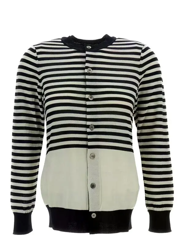 Junya Watanabe Striped Crew-neck Cardigan - White