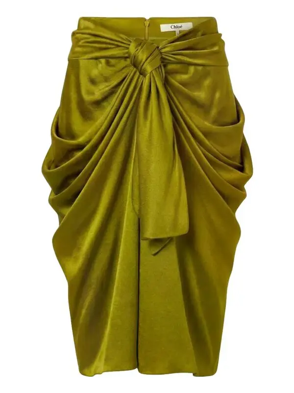 Chloé Knotted Draped Midi Skirt - Green