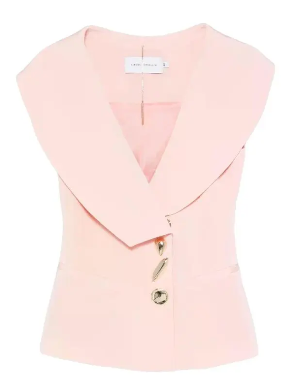 SIMONA CORSELLINI Sculpted-button Shawl-lapel Waistcoat - Pink