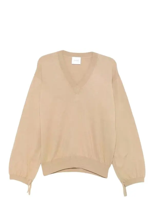 NUDE Tie-cuff V-neck Sweater - Neutrals