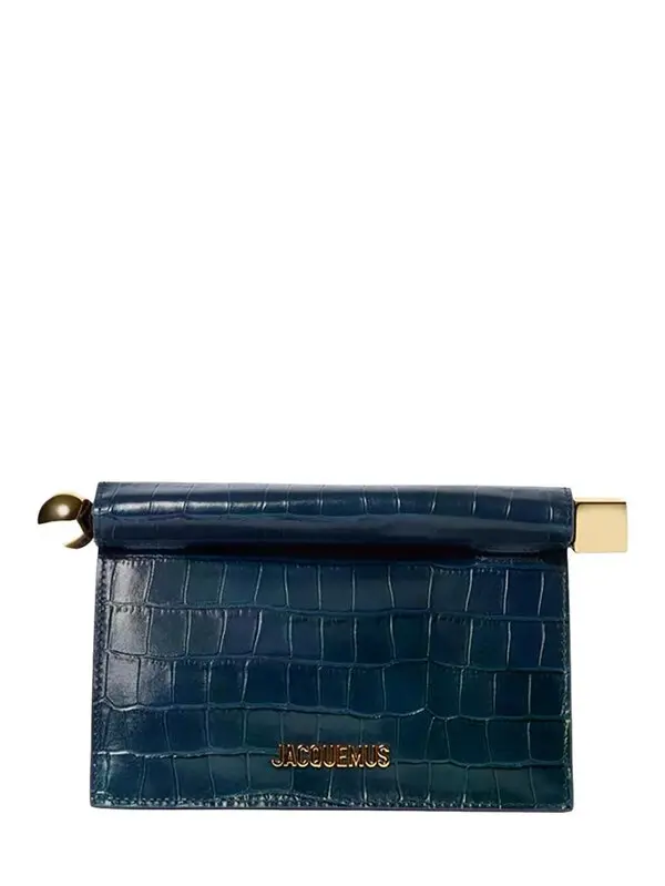 Jacquemus Small Rond Carré Croc-effect Clutch - Blue