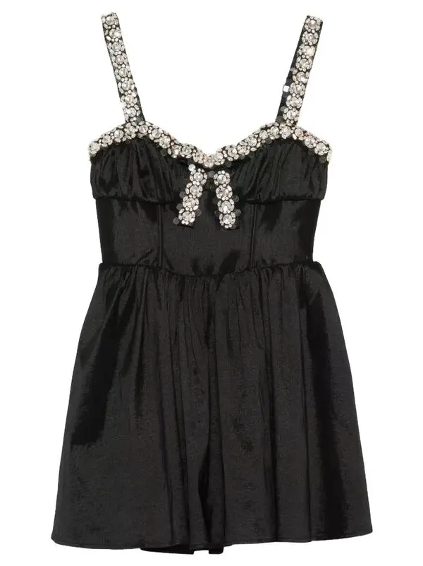 For Love & Lemons Crystal-embellished Bow Mini Dress - Black