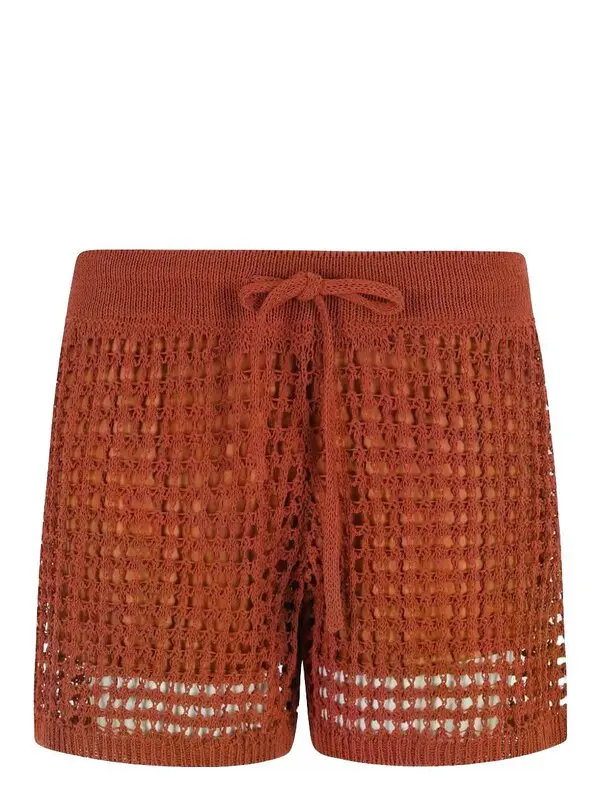ROBERTO COLLINA Open-knit Drawstring Shorts - Brown