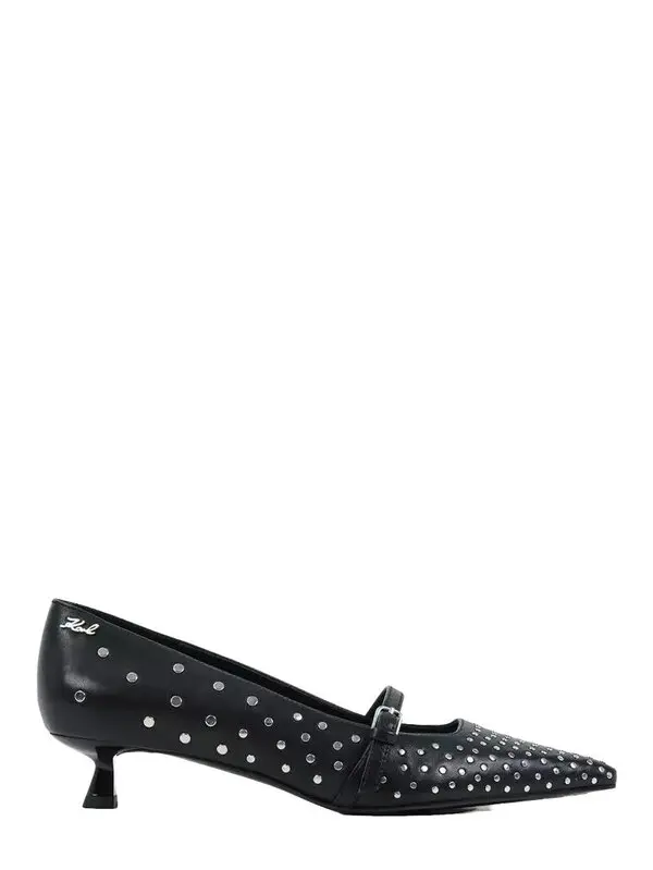 Karl Lagerfeld Stud-embellished Pointed-toe Pumps - Black