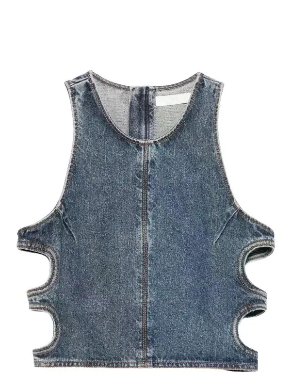 Chloé Acid-wash Cut-out Top - Blue