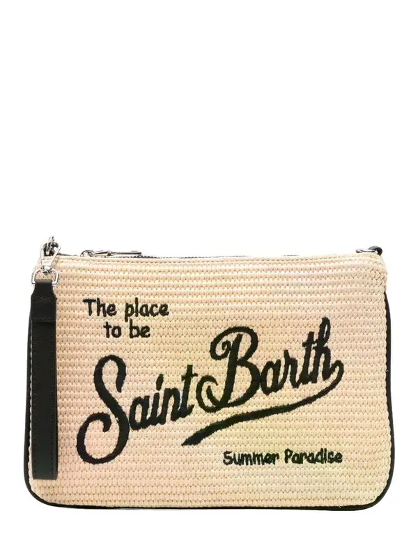 MC2 SAINT BARTH Logo-embroidered Woven Clutch - Neutrals