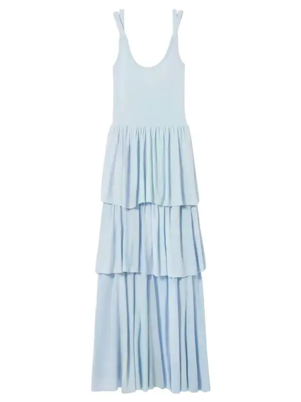 Claudie Pierlot Tiered Knitted Asymmetric Dress - Blue