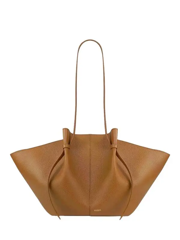 Yuzefi Large Mochi Pebbled Leather Shoulder Bag - Brown