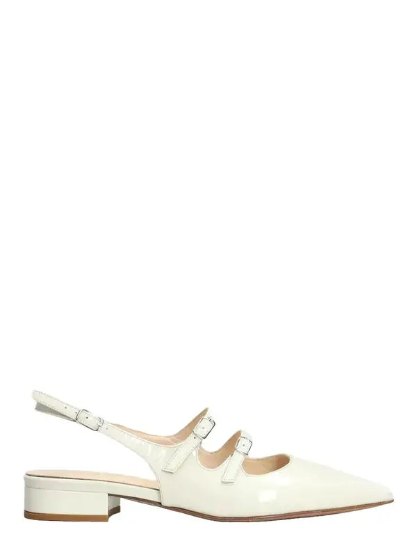 ANNA F. Patent-finish Slingback Flat Pumps - Neutrals