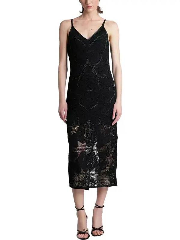 Blumarine Embellished Lace Midi Dress - Black