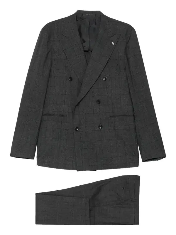 Tagliatore Check-pattern Double-breasted Suit - Grey