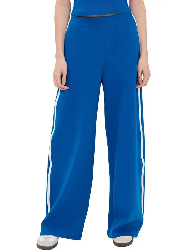 PERFECTWHITETEE Wide Leg Stretch Jersey Pants - Cobalt