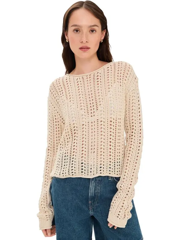 Z Supply Upland Crochet Sweater - Island Coconut
