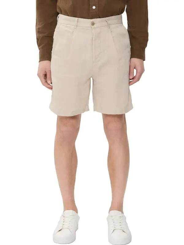 ALEX CRANE Pleated Linen Alta Shorts 6.75 - Bone
