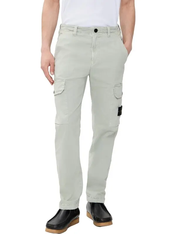 Stone Island Garment-dyed Cotton-blend Cargo Pants - Sage