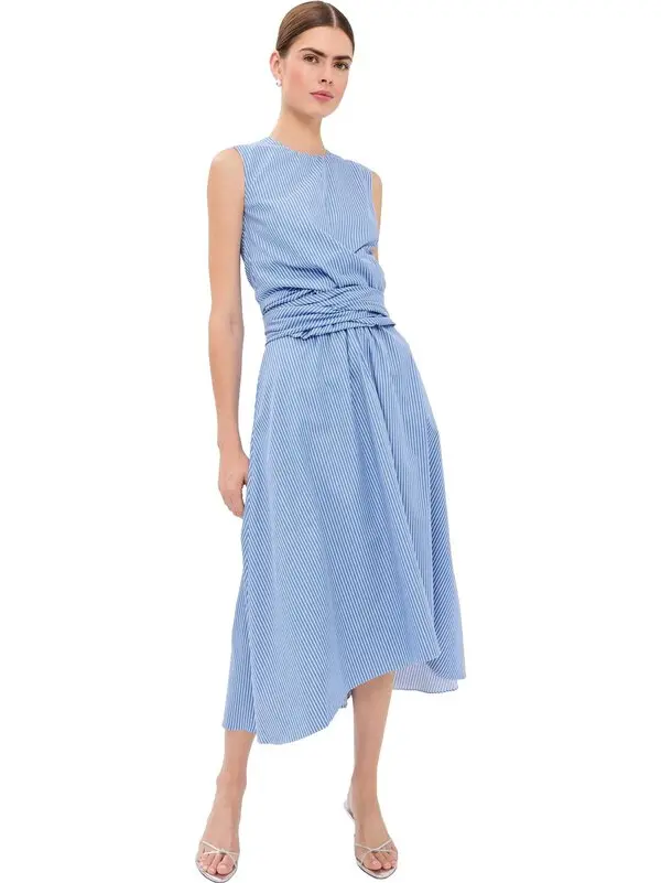 Altuzarra Penny Stripe Cotton Midi Dress - Azure Stripe