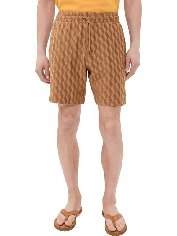 Frescobol Carioca Augusto Listra Jacquard Terry Shorts - Caramel