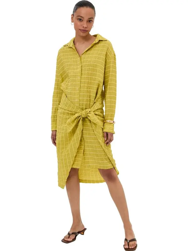 LE BOP Hollis Checked Shirt Dress - Chartreuse